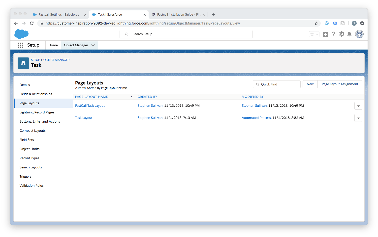 Unit - Setting up the Fastcall Task Page Layout - Fastcall
