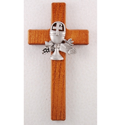 First Communion Communion Cross-Walnut - FirstCommunions.com