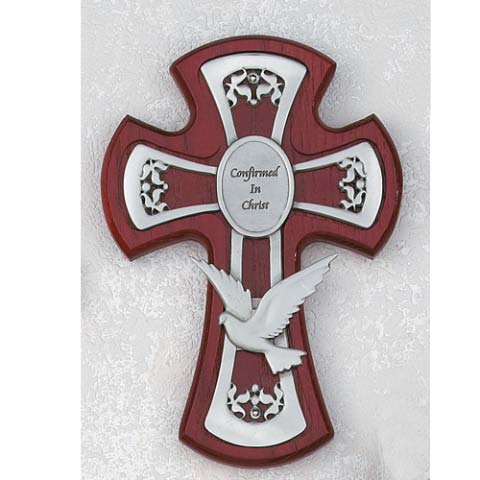 Confirmation CROSS WITH PEWTER HOLY SPIRIT - Cherry Stained ...