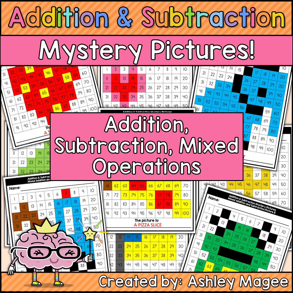 Addition and Subtraction Mystery Pictures - First Grade Brain