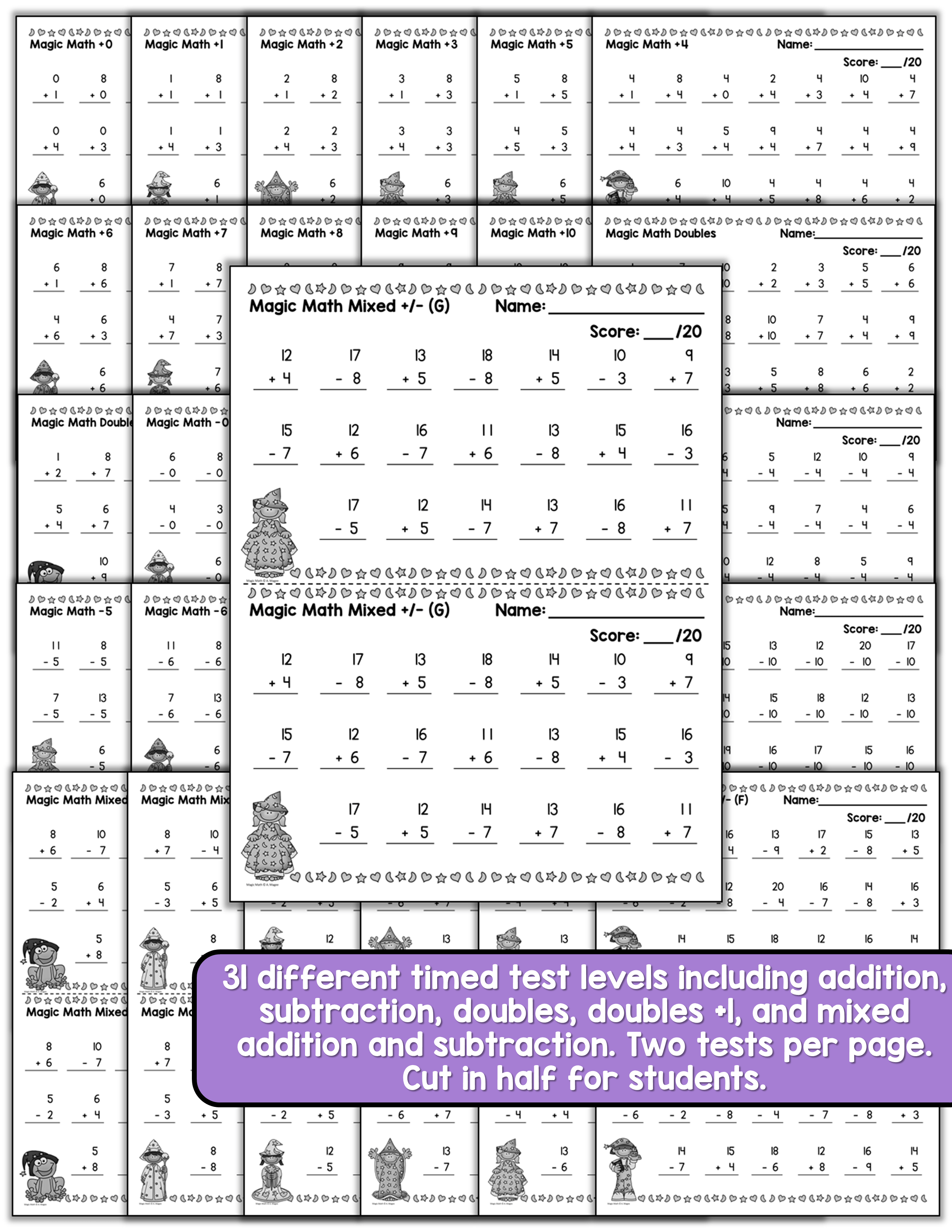 Magic Math! Timed Tests for Math Fact Fluency! - First Grade Brain