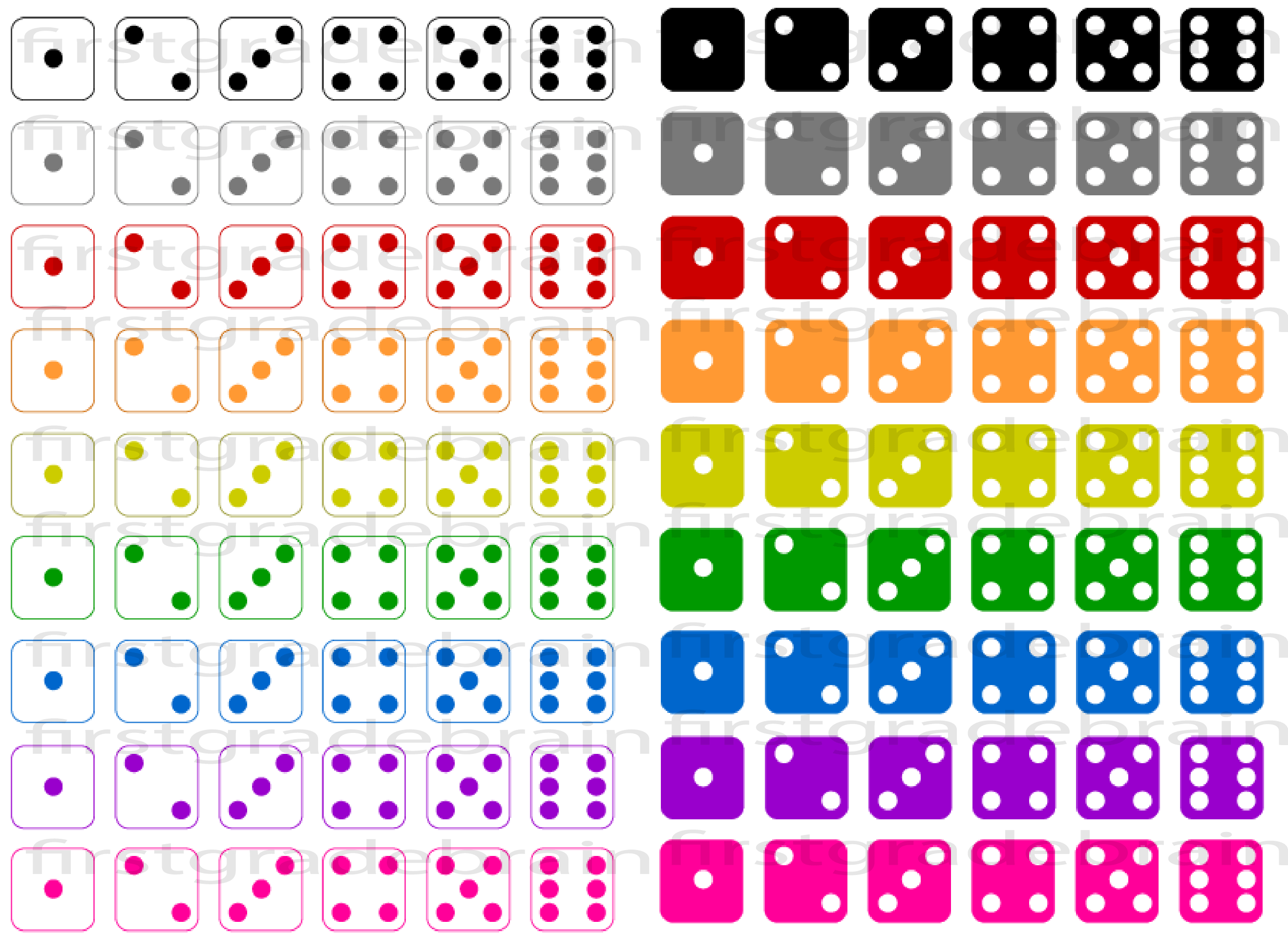 Colorful Dice Clipart for Personal and Commercial Use - First Grade Brain
