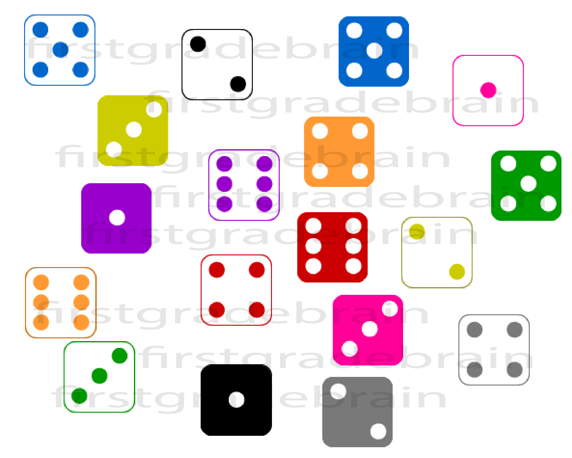 Colorful Dice Clipart for Personal and Commercial Use - First Grade Brain