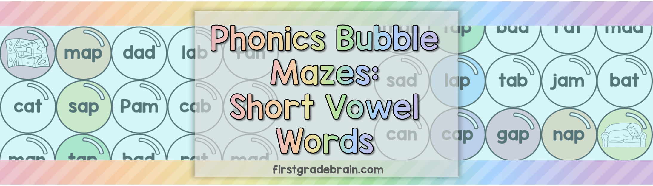 Phonics Bubble Mazes: Short Vowel Words - First Grade Brain