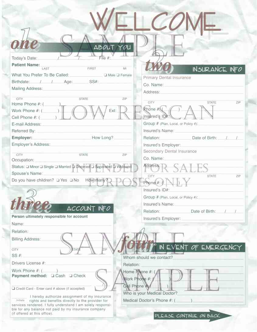 Dental Welcome intake 2DGA1 (500) – First Impression Forms, Inc. (800 ...