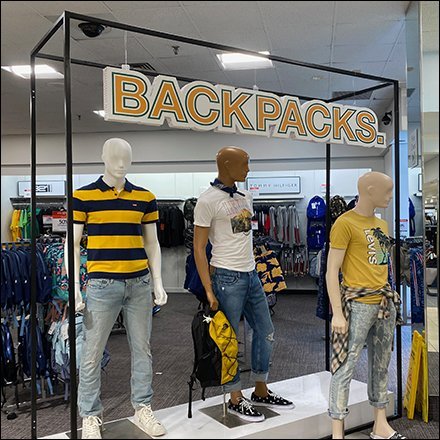 Pick-Your-Pack Backpack Display at TJMaxx – Fixtures Close Up