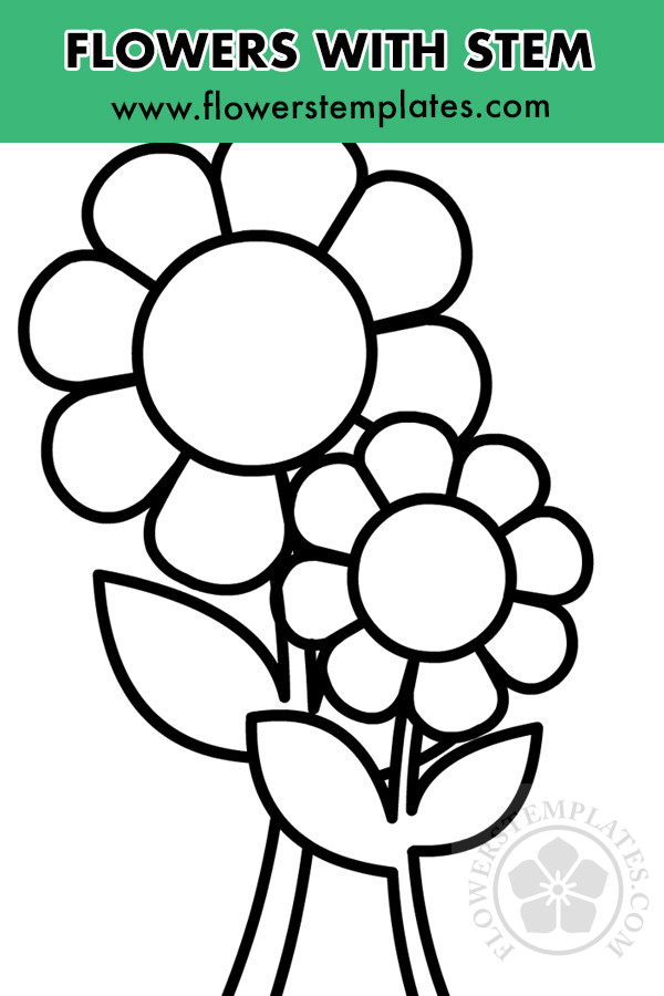Flowers with stem coloring page - Flowers Templates
