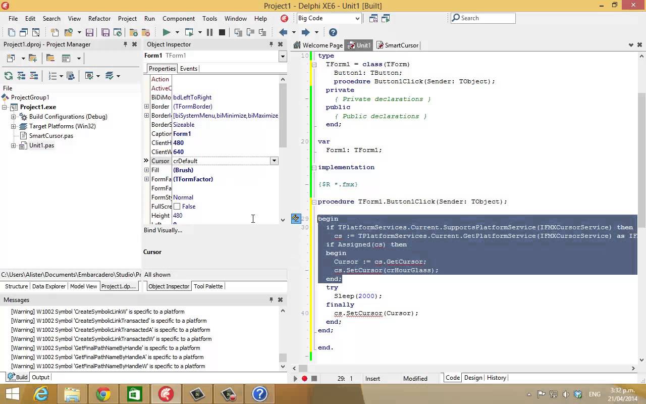 Setting The Mouse Cursor In Delphi XE5 And XE6 Firemonkey On Windows And OSX | Delphi 11 10 XE8 ...