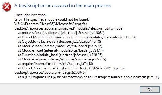 How to Fix Skype "A JavaScript error happened in the main process ...