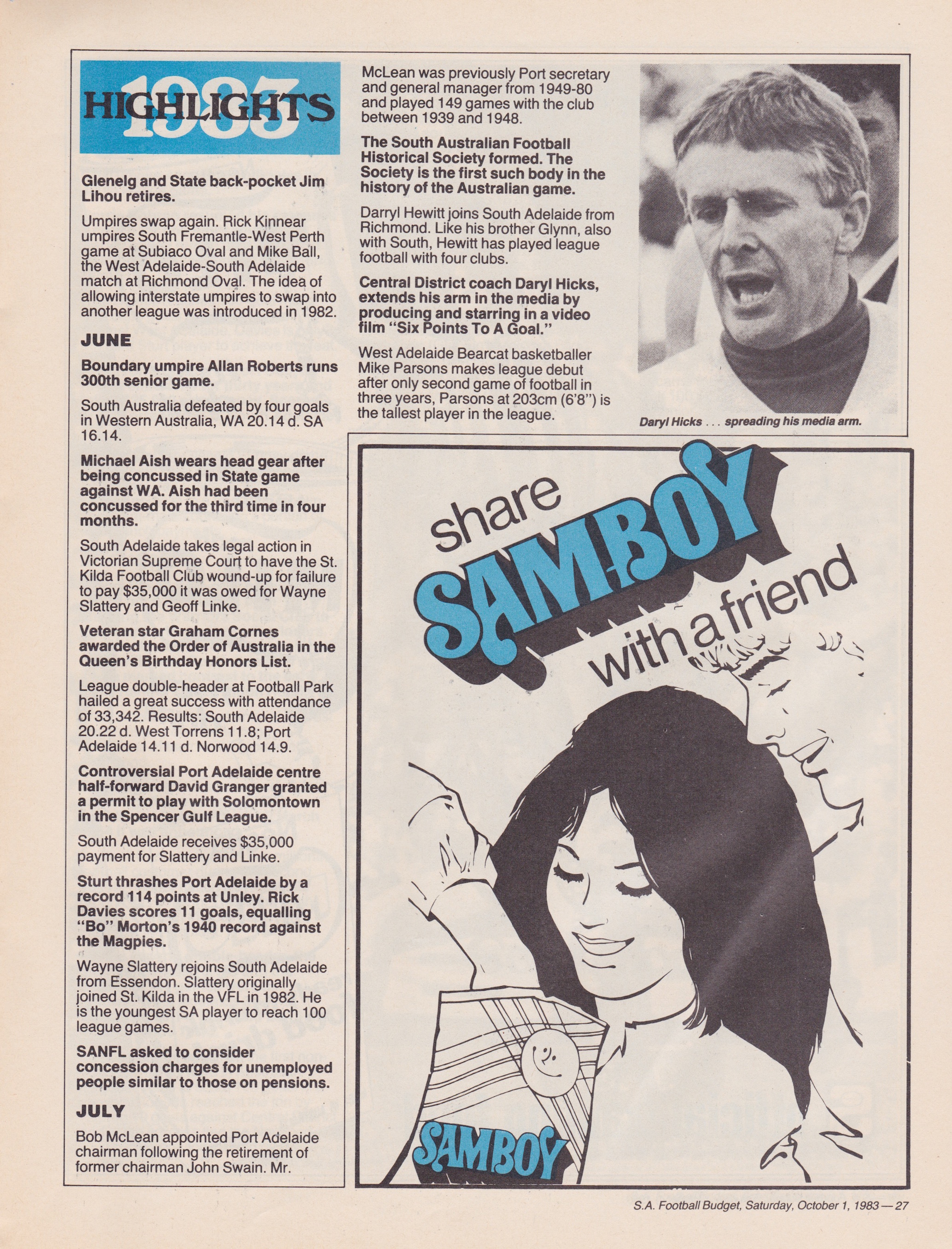 SANFL 1983 Highlights – Whimpressive