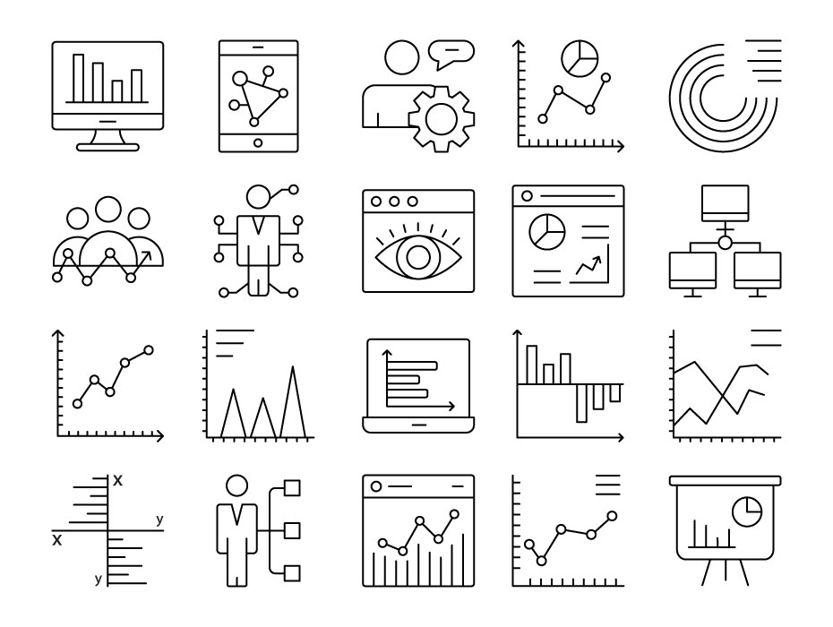 Data Visualization Line Icons - Frebers