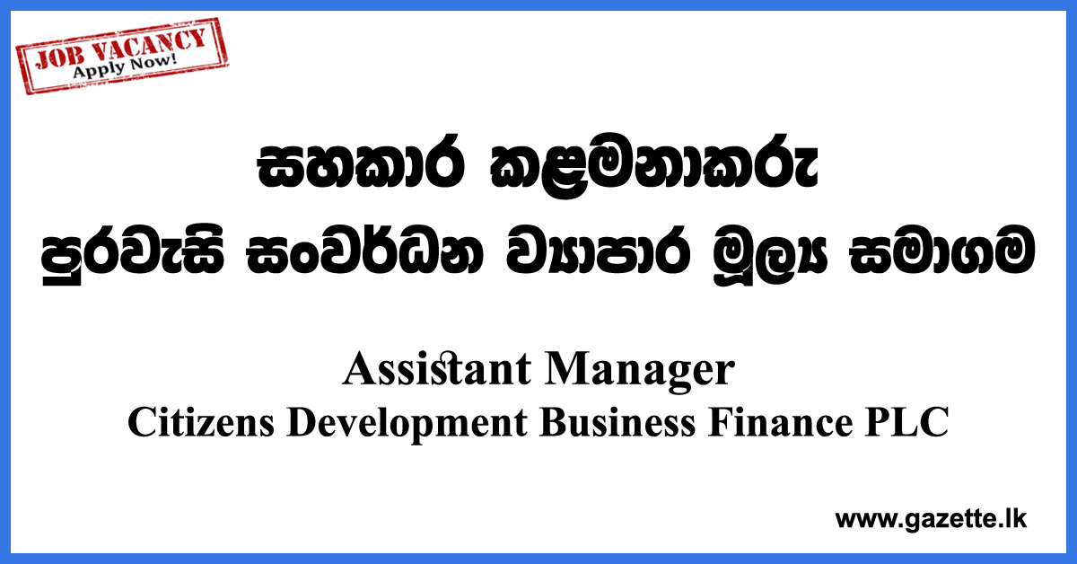 Assistant Manager Vacancies Citizens Development Business Finance PLC assistant-manager-vacancies-citizens-development-business-finance-plc