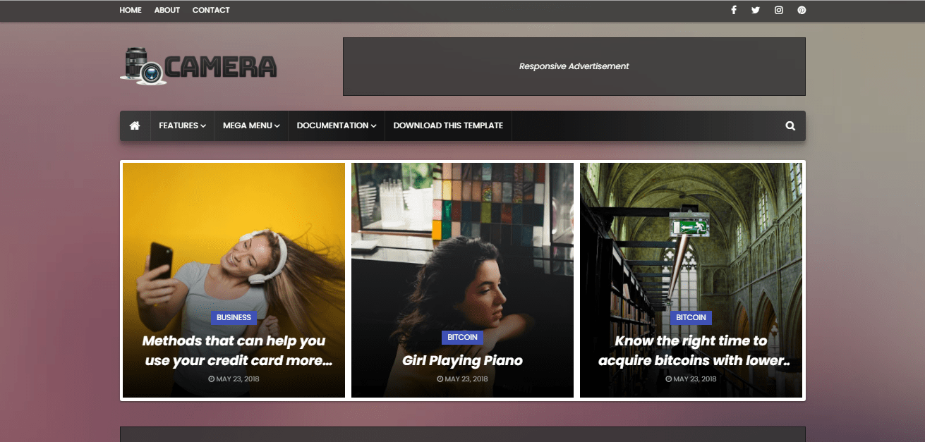 Camera Blogger Template | Blogger Templates Sora
