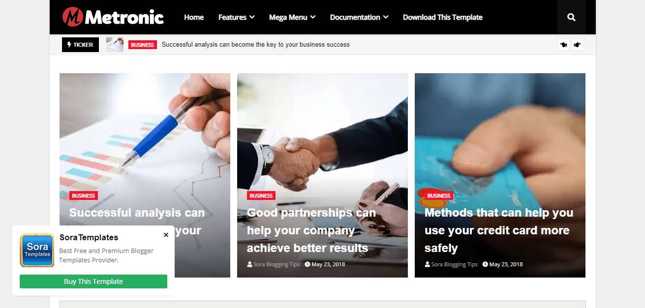 Metronic Magazine Blogger Template | Sora Template Free Download