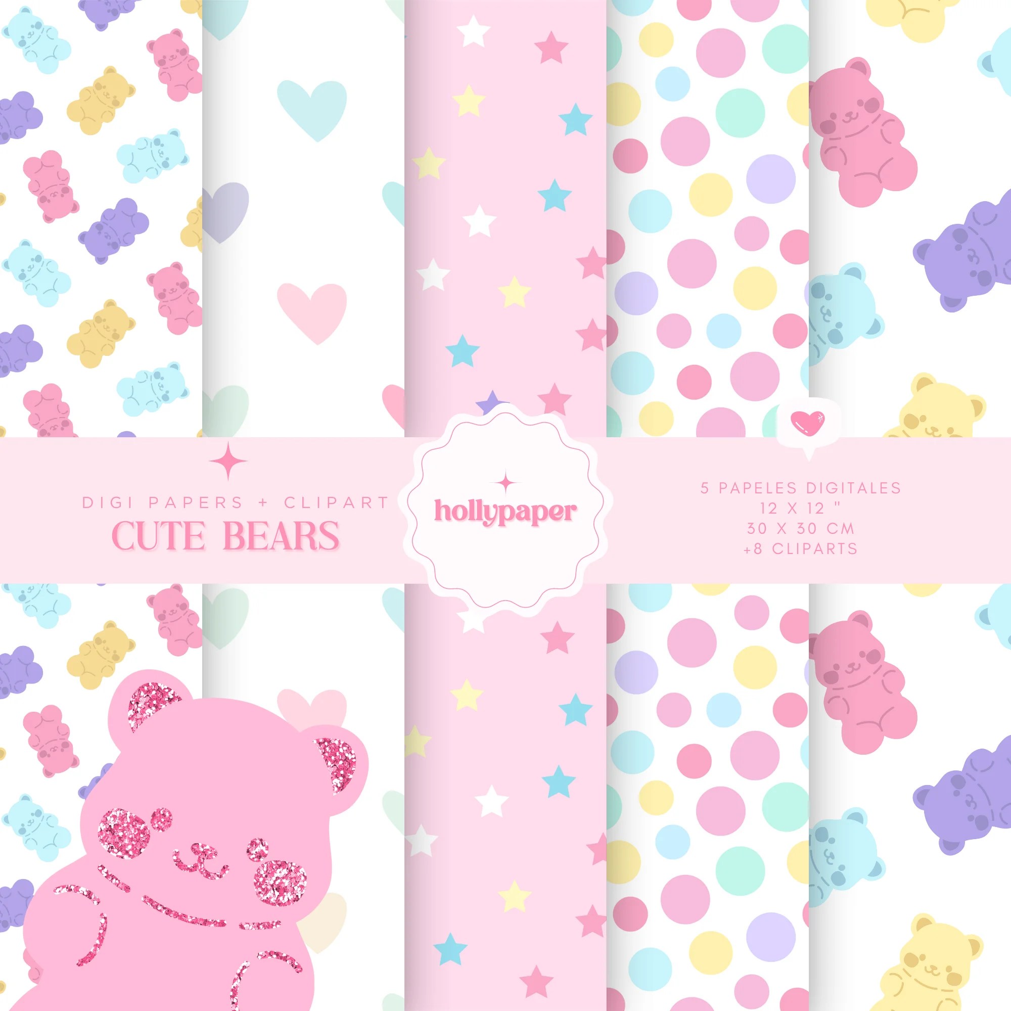 Digi Papers + Clipart Cute Bears - Hollypaper