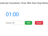 Javascript Countdown Timer With Start Stop Buttons Live Demo