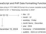 Javascript And Php Date Formatting Function Weekday Month