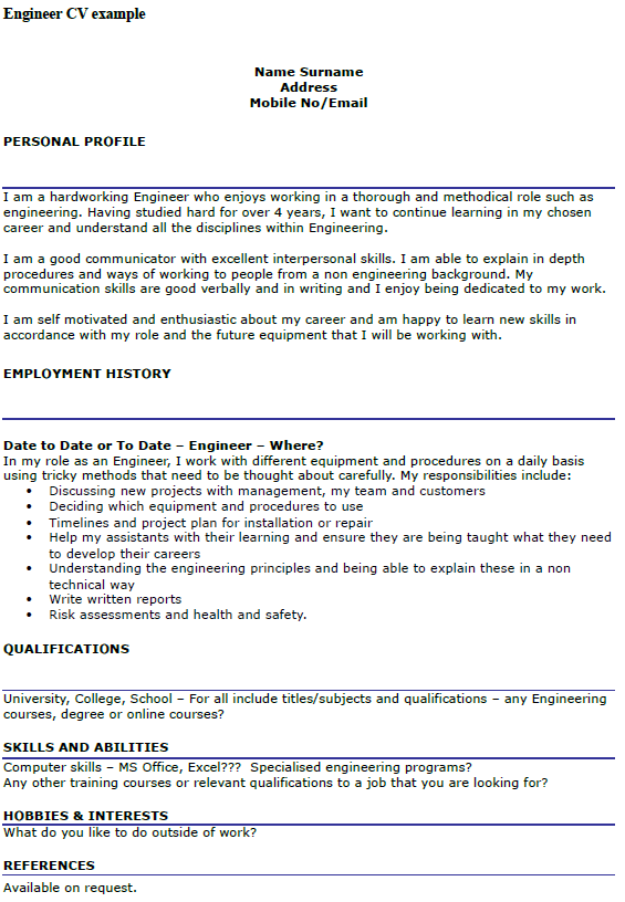 Engineer CV Example - icover.org.uk