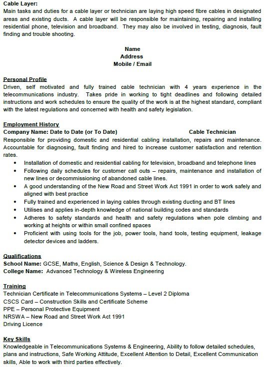 Cable Layer CV Example - icover.org.uk