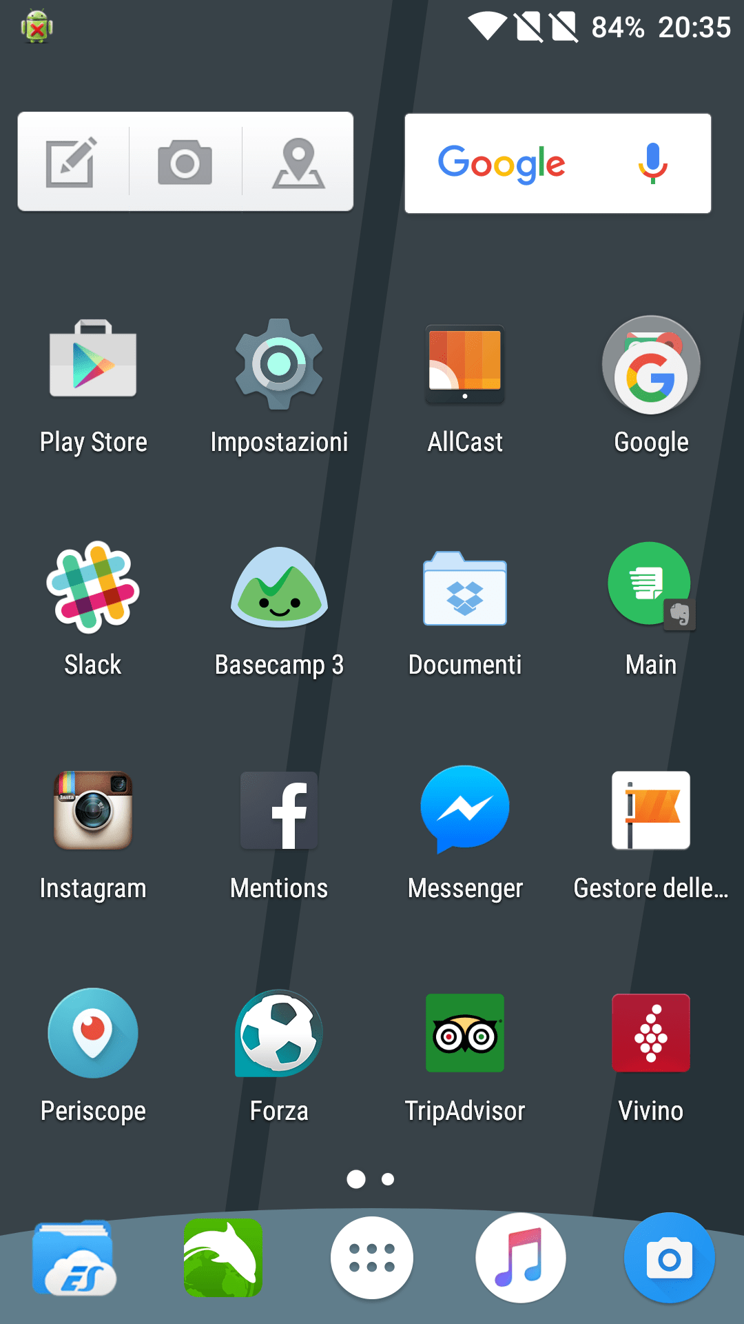 La Homescreen del mio One Plus X (2016) - Antonio Fucito