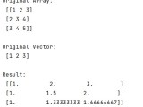 Python Numpy Divide Each Row By A Vector Element