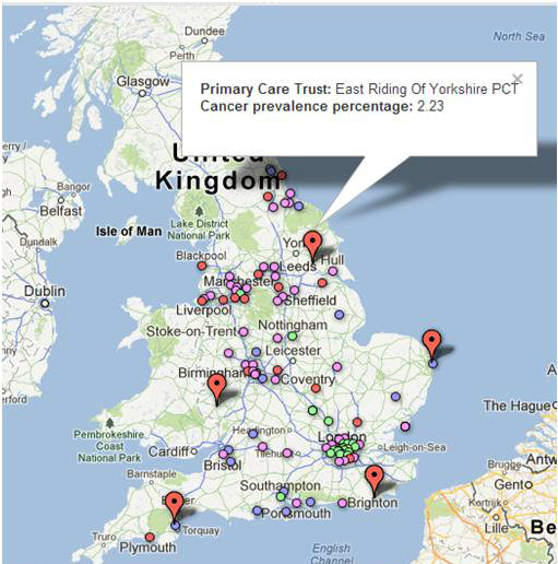 Mapped: England's cancer prevalence by PCT (2011) - Interhacktives