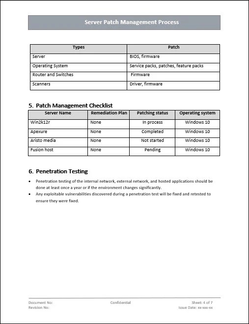 Server Patch Management Process Template Itsm Docs Itsm Documents
