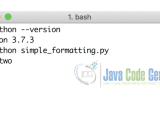 Python Formatting Strings Example Java Code Geeks