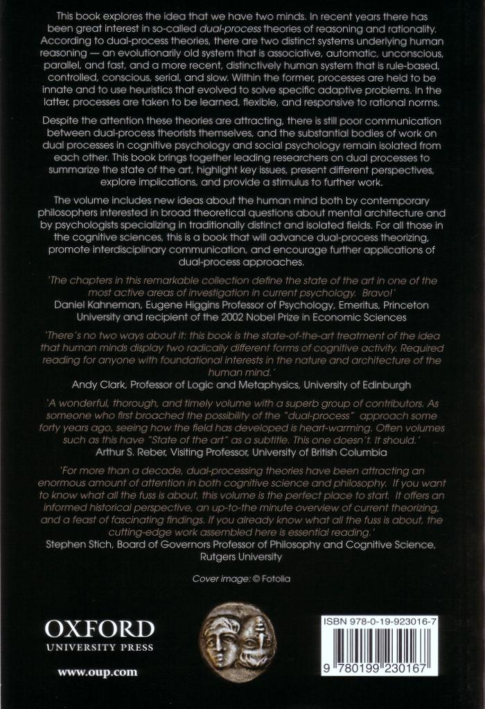 In Two Minds: Dual Processes and Beyond – Keith Frankish