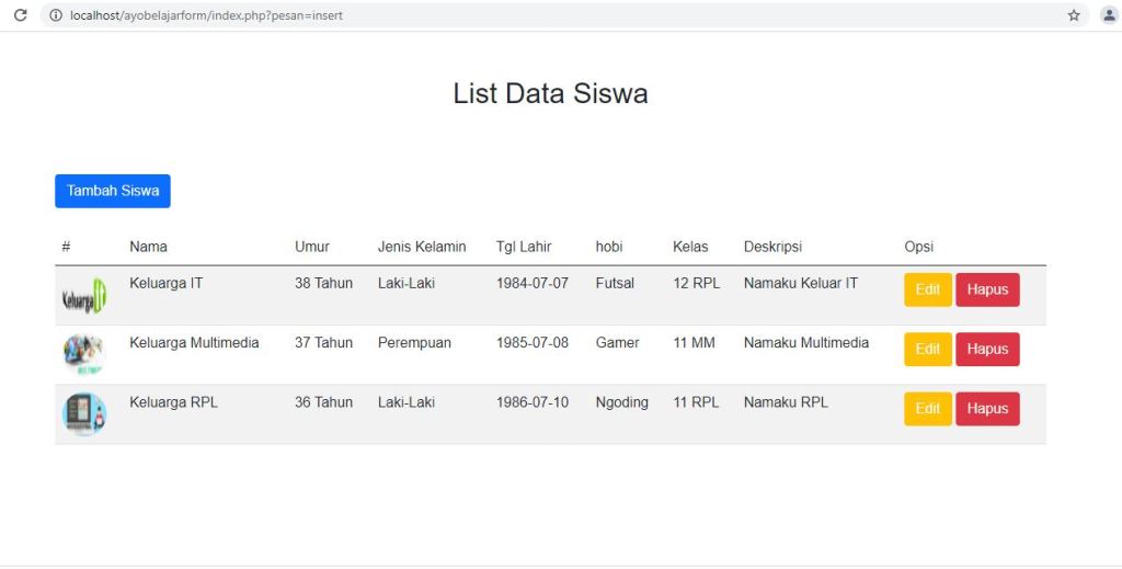 Membuat Crud Dengan Variasi Form Menggunakan Php Mysqli Dan Bootstrap Keluarga It