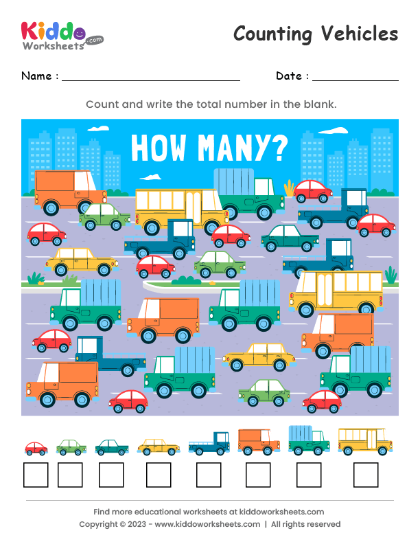 Free Printable Counting Vehicles Worksheet Kiddoworksheets