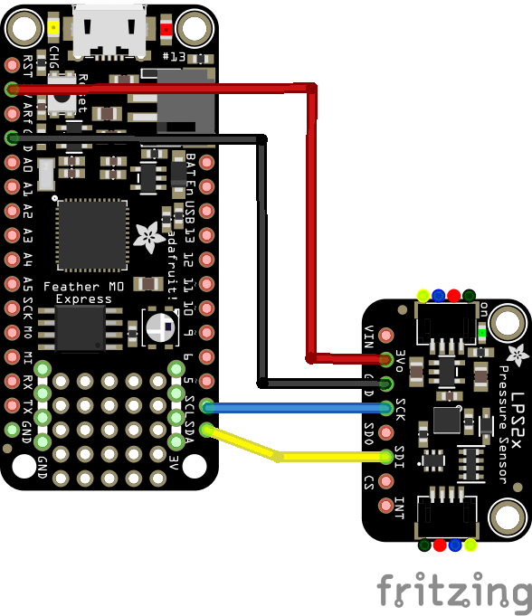 Adafruit Feather M0 And Lps25hb Absolute Pressure Sensor Circuitpython Example Learn Micropython