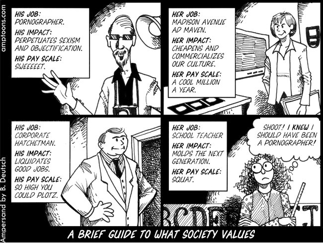 A Brief Guide To What Society Values | Progressive Political Cartoon by ...