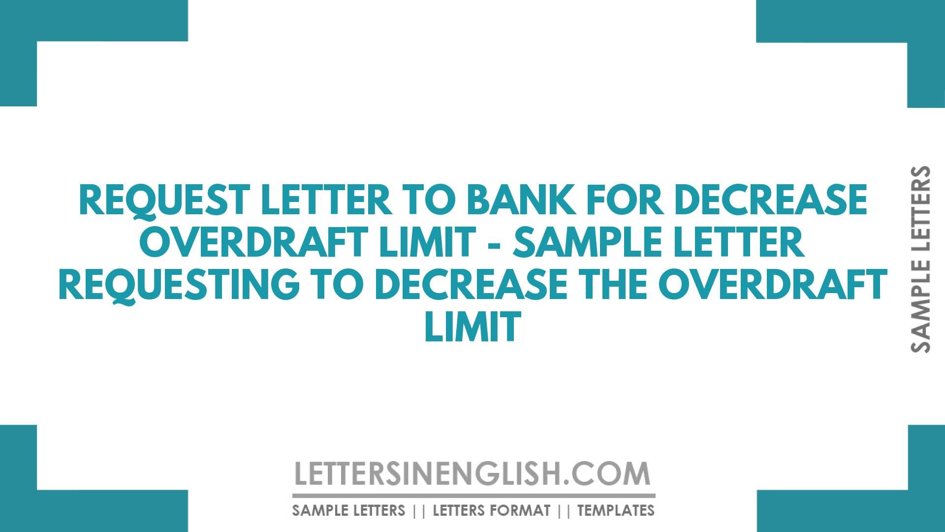 Request Letter for Renewal of Overdraft Facility - Sample Letter ...