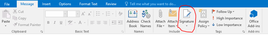 Add a Signature in Email outlook 2016