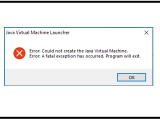 Could Not Create The Java Virtual Machine Error A Fatal Exception Has