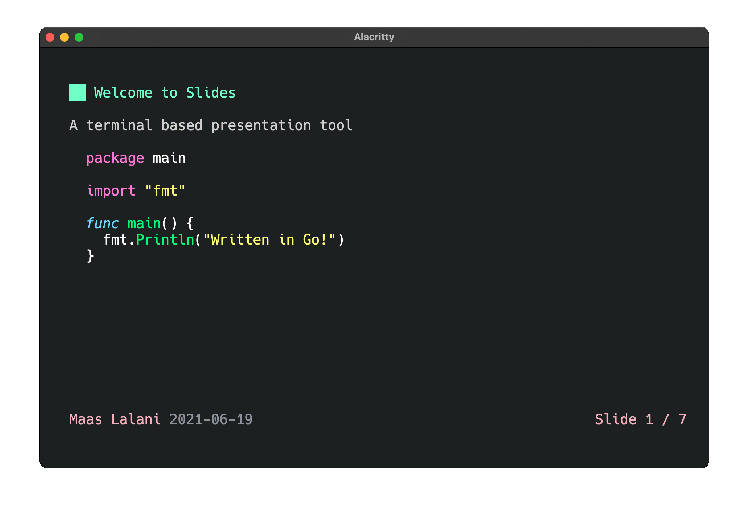 Slides - terminal based presentation tool - LinuxLinks