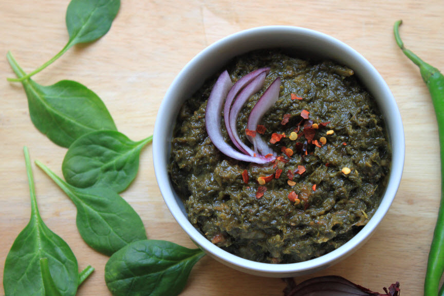 Sarson ka saag - slow cooked mustard greens and spinach