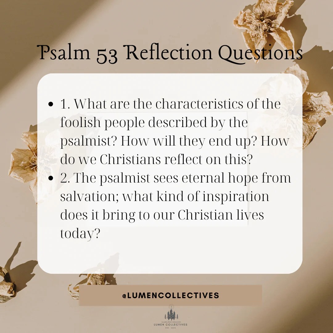 Daily Chapter Psalm 53 Reflection Question Lumen Collectives