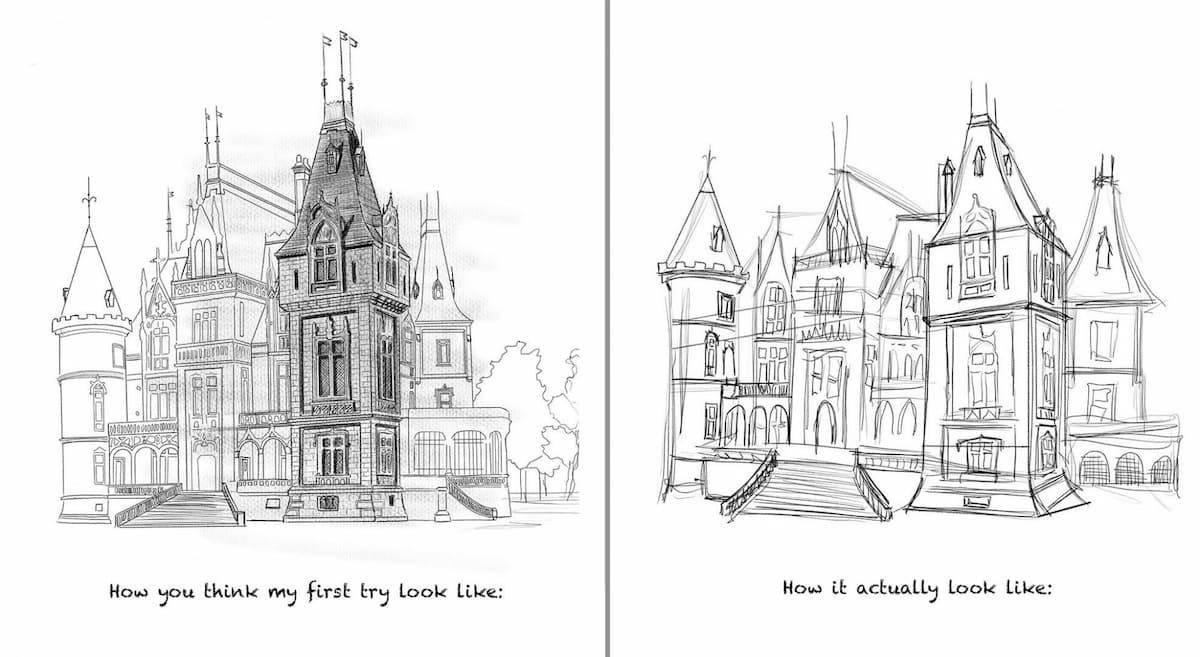 2 Point Perspective Drawing Castle