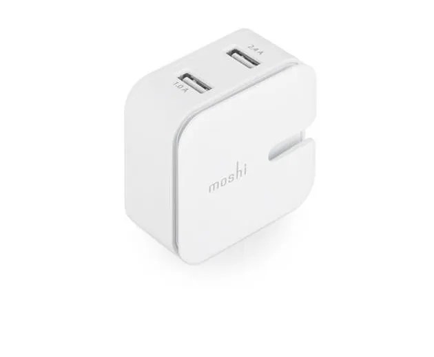Rewind 2 USB Wall Charger By Moshi - White | Mac-Ave