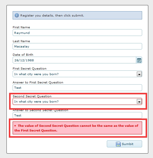 Unobtrusive Client And Server Side Not Equal To Validation In Mvc Using Custom Data Annotations