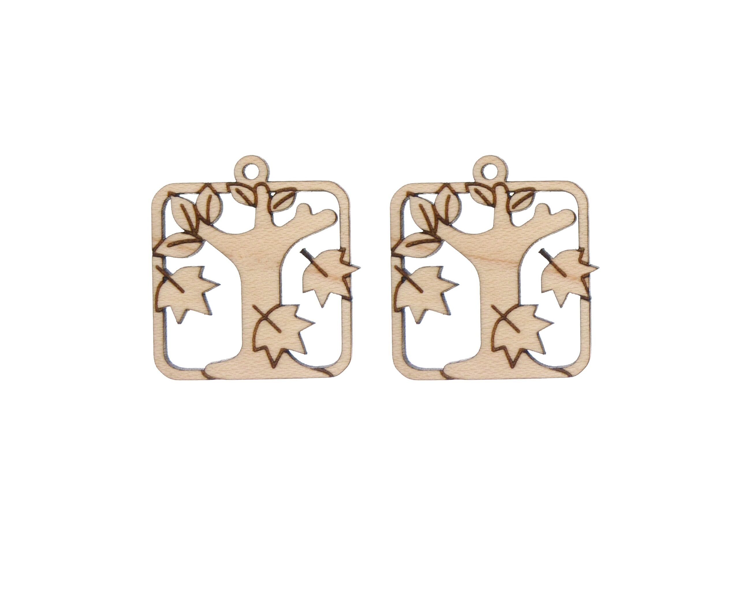 Trees Engraved Wood Drop Charms | Maddiethekat