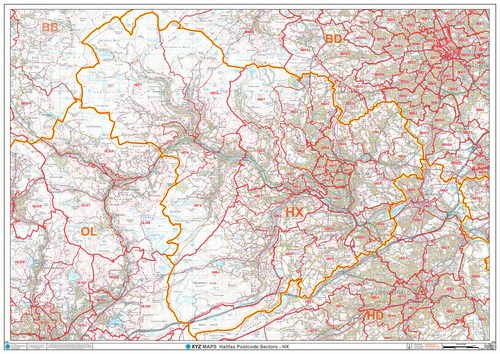 Halifax Postcode Maps For The Hx Postcode Area Map Logic