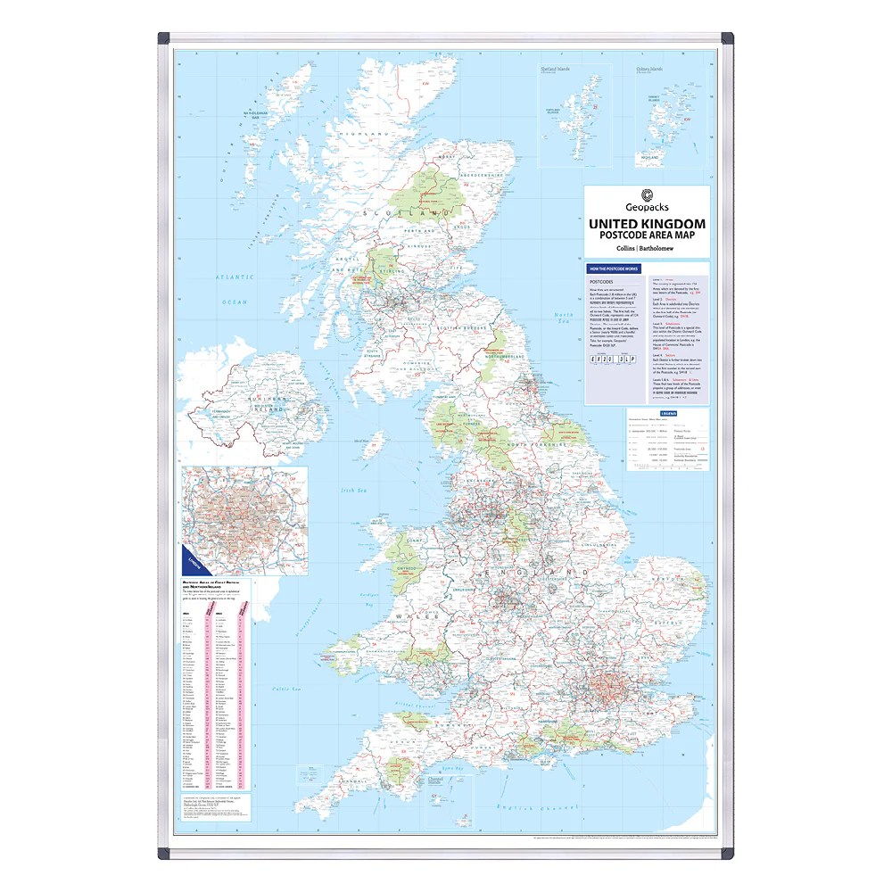 Supersize Gb Postcode Area Wall Map Map Marketing