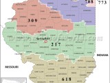Illinois Area Codes Map Of Illinois Area Codes