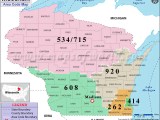 Wisconsin Area Codes Map Of Wisconsin Area Codes