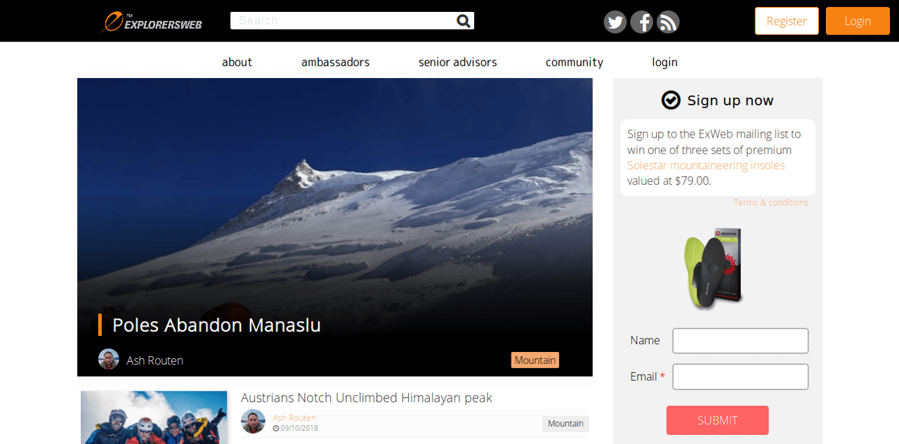 An introduction to ExplorersWeb, the adventurers’ website on a new ...