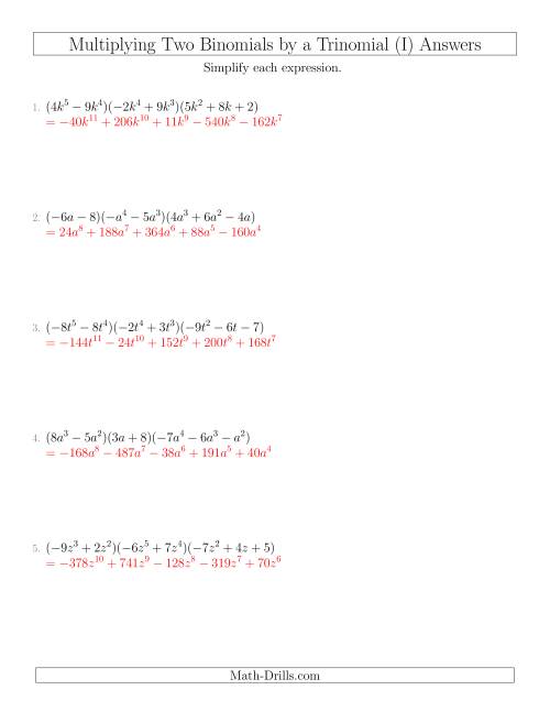 Multiplying Two Binomials By A Trinomial I