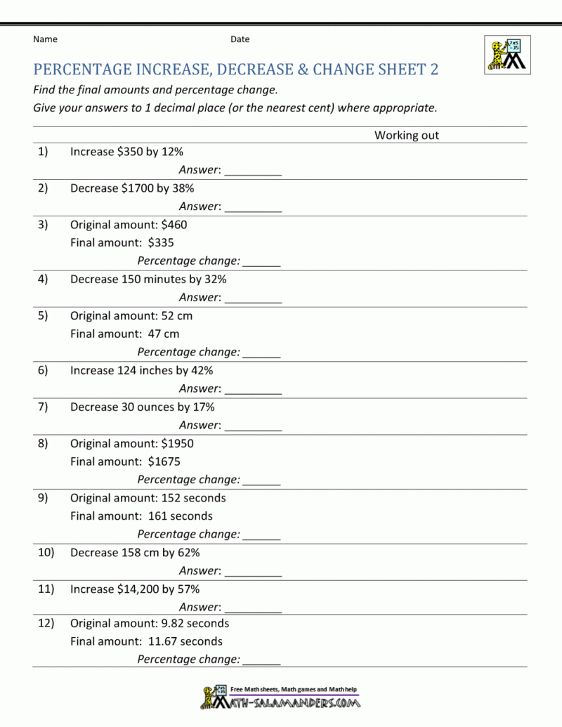 Percentage Increase And Decrease Worksheets Math Monks - Premium City Image - 8K